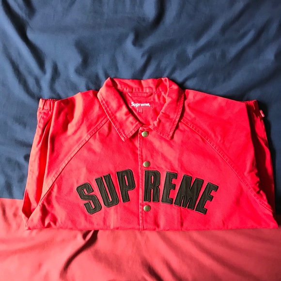 Supreme | Jackets & Coats | Supreme Snap Front Twill Jacket Red | Poshmark